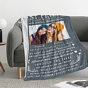 Lcyawer Custom Best Friend Blanket with Photos, Bestie Birthday Gifts for Women, Graduation, Christmas, to My Best Friend Presents, Unique Friendship Gifts for Sister, Birthday Gifts for Women
