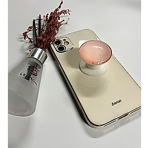 WUYULB Clear Glitter Pink Rose Gold Marble Design Expandible Collapsible Mobile Phone Grip Cell Phone Stand Holder for Smartphones Cellphone Accessory
