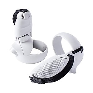 SINWEVR Touch Controller Grip Cover Compatible for Meta/Oculus Quest 2, Anti-Throw Handle Protecting Sleeve Quest 2 Accessories with Adjustable Knuckle Strap (White - TPU)
