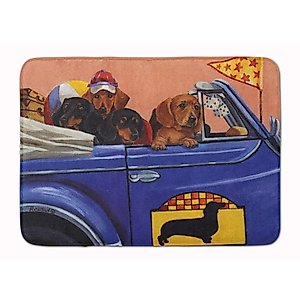 Caroline's Treasures Dachshund Dachsmobile Machine Washable Memory Foam Mat doormats, Multicolor