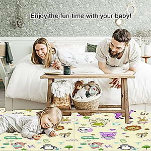 Swity Home Baby Play Mat 79" X 71", Foldable Foam Floor Mats with Carry Bag, Double Sided Playmat, Anti-Slip, BPA Free, Waterproof Crawling Mat for Kids Babies Toddlers (Giraffe)