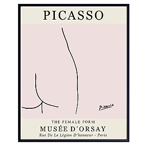Pablo Picasso Poster 8x10 - Mid-Century Modern Wall Decor - Pink Bathroom Decor - Minimalist Wall Decor- Abstract Art - Line Art Wall Decor - Gallery Wall Art - Museum Poster - Art Gifts for Women