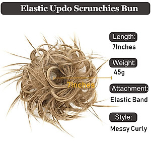 HMD Tousled Updo Messy Bun Hairpiece Hair Extension Ponytail With Elastic Rubber Band Updo Ponytail Hairpiece Synthetic Hair Extensions Scrunchies Ponytail Hairpieces for Women (12H24)