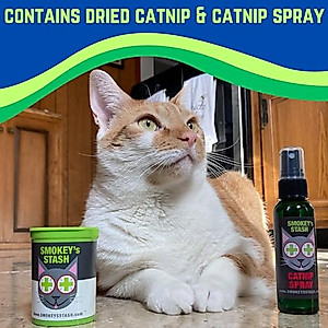 Smokey's Stash Cat Catnip Spray and Dried Organic Catnip Combo Maximum Potency cat nip Bundle