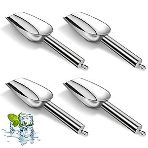 Metal Ice Scoop 5 Oz, 4 Pcak Stainless Steel Utility Scoop, Kitchen Ice Scooper for Ice Maker, Dishwasher Safe Kitchen Scoop for Weddings/Bar/Ice Bucket/Kitchen/Popcorn, Small Food Scoops