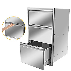 KODOM Outdoor Kitchen Stainless Steel Triple Access Drawers with Paper Towel Holder Combo for Outdoor Kitchen Island or Grill Station (Overall Size:17" W x 30" H x 21" D inch)