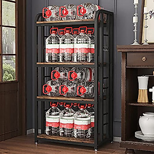 lovemanxi 4-Tier Kitchen Baker's Rack , Free Standing Microwave Oven Stand Utility Storage Shelf Island Coffee Bar for Living Room, Home Office（Rustic Brown）, (xishk-x12)