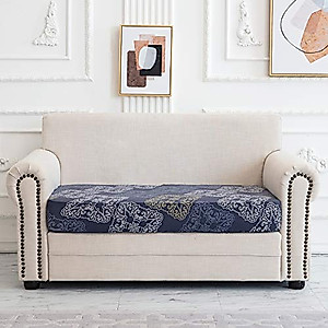 Mecerock Printed Stretch Couch Seat Cover Sofa Cushion Removable Washable Soft Spandex Furniture Protector for Loveseat Couch Sofa Seat Cover Sofa Slipcover Flexibility with Elastic