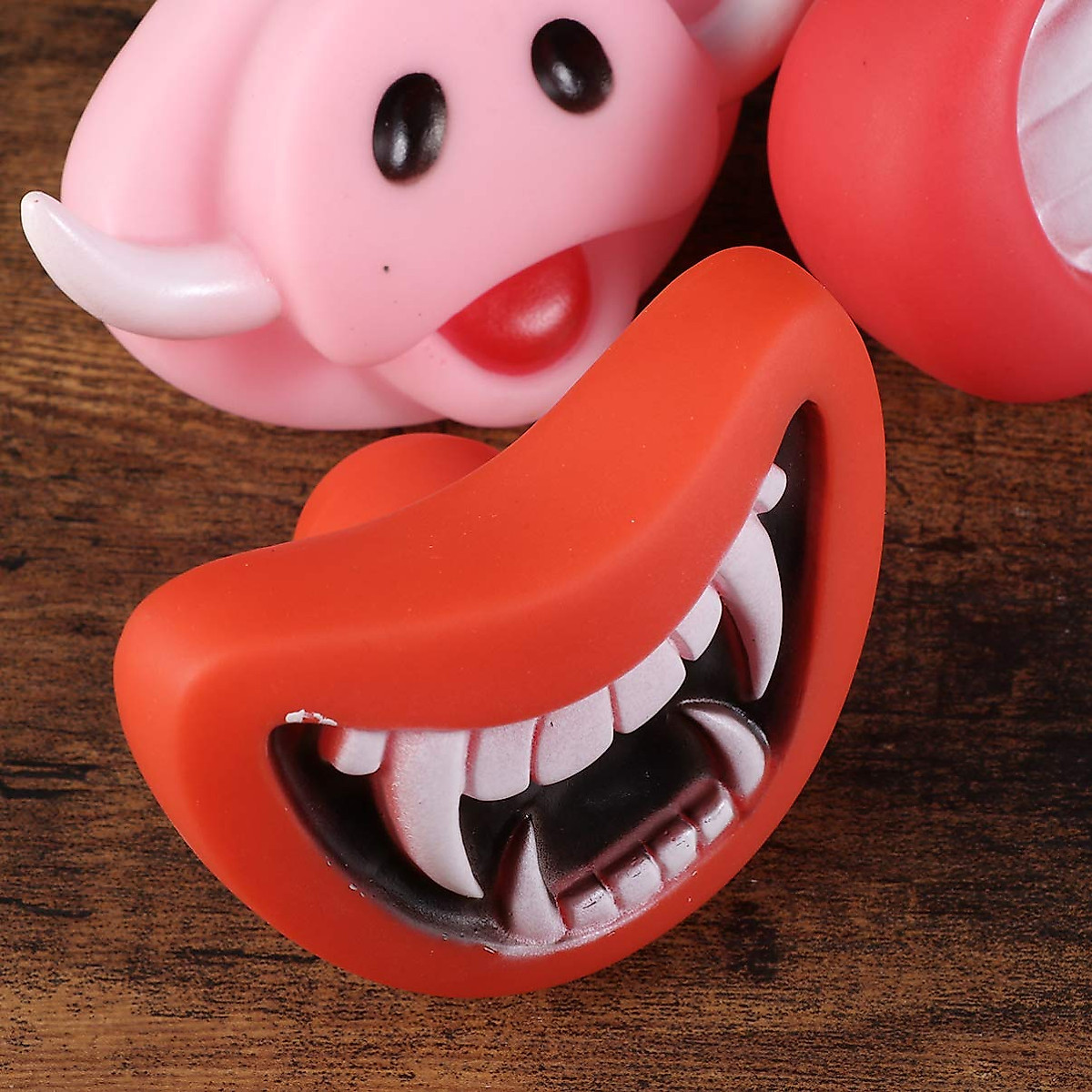 PRETYZOOM 3pcs Silicone Dog Chew Toy Fake Pig Nose Vampire Fangs Red Lips Pet Cosplay Props Halloween Party Favors for Dog