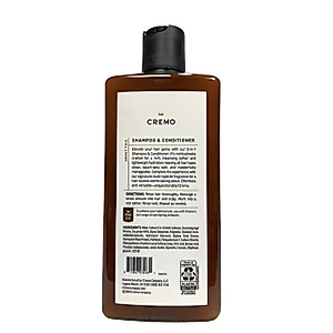Cremo Bourbon & Oak 2-in-1 Shampoo & Conditioner, Barber Grade Quality That Moisturizes and Cleanses All Hair Types, 16 Fluid Ounce