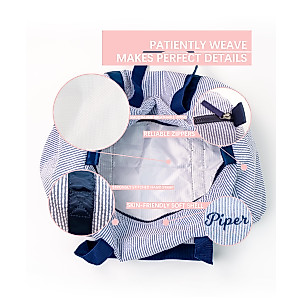 Personalized Kids Travel Overnight Bag Seersucker Carry On Lightweight Weekender Duffel Bag for Boys Daycare Bag for Toddler Boys Girls Weekend Beach Sports Gym Sleepover Bag (Blue)