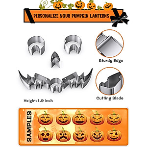 Fenvella Pumpkin Carving Kit for Kids with Hammer, 25 PCS Pumpkin Carving Tools Heavy Duty Stainless Steel Pumpkin Carver Set, Halloween Pumpkin Carving Stencils, Safe Carving Tools Kit for Adults