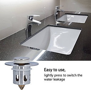 Wash Basin Bounce Drain Filter, Stainless Steel Press Type Bathroom Sink Drain Stopper Plug, Bathroom Bathtub Sink Draining Water Accessories