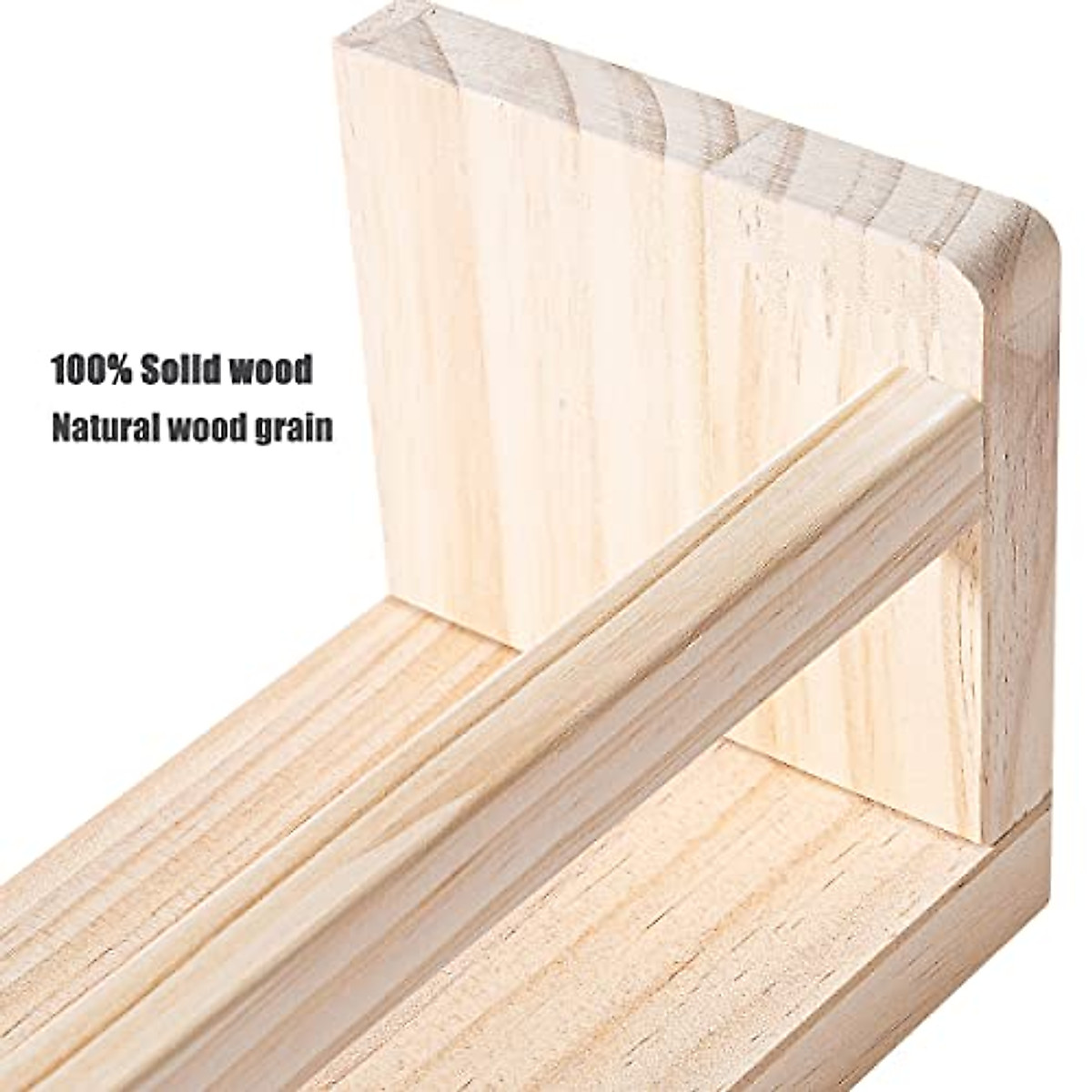 MBYD 36 Inch Wall Bookshelf Set of 3 Same Dimensions, Handmade Natural Wood Floating Bookshelves, Nursery Shelves, Kitchen Spice Rack or Bathroom Organizer