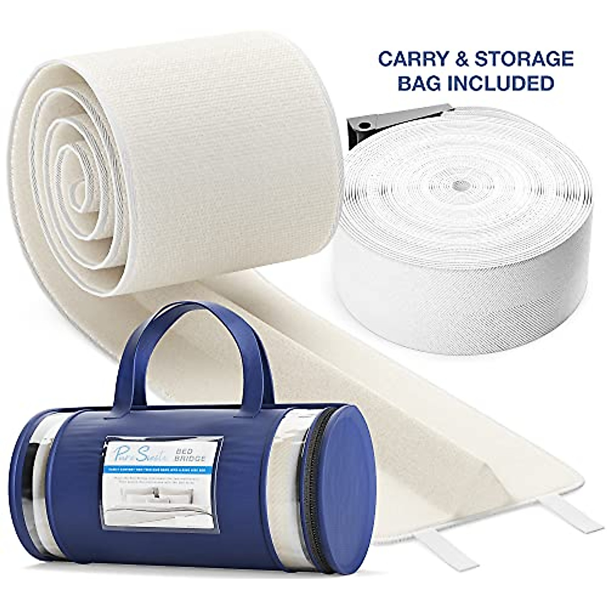 Pure Siesta Bed Bridge | Twin to King Bed Converter Kit | Split King Gap Filler for Adjustable Bed | Bed Gap Filler with Adjustable Strap and Storage Bag