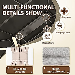 Devoko 10X13 FT Hardtop Gazebo Double Polycarbonate Roof Outdoor Canopy Gazebo with Nettings and Curtains Aluminum Frame for Patios, Gardens, Lawns (10' x13' Double Polycarbonate Roof)