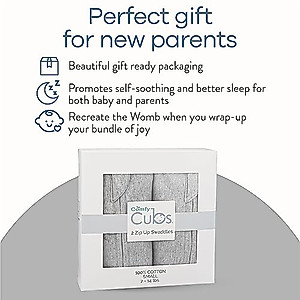 Comfy Cubs Swaddle Blanket Baby Girl Boy Easy Zipper Wrap 2 Pack Newborn Infant Sleep Sack (Small 0-3 Months, Grey)