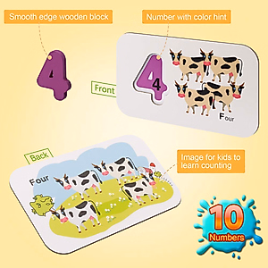 Coogam Numbers and Alphabets Flash Cards Set - ABC Wooden Letters and Numbers Animal Pattern Board Matching Puzzle Game Montessori Educational Learning Toys Gift for Preschool Kids Age 3 4 5 Years