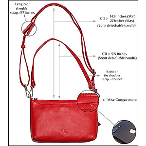 Mou Meraki Genuine Leather Crossbody Purse and Handbags - Crossover Bag Over the Shoulder Women