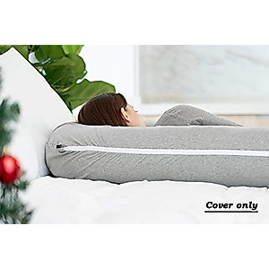INSEN Pregnancy Body Pillow Jersey Cover,C Shaped Full Body Pillow Cover for Pregnant Women (Grey Jersey)