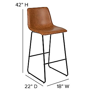 Flash Furniture Reagan 30 inch LeatherSoft Bar Height Barstools in Light Brown, Set of 2
