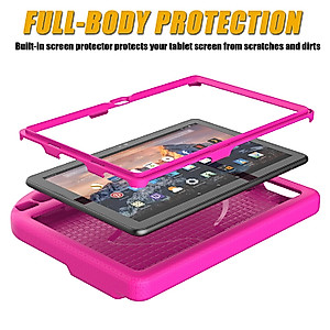 All-New Tablet Kids Case for 2021 Tablets 10in - Patamiyar Light Weight Shock Proof 10" Kids Friendly Case with Screen Protector Handle Stand Imcompatible with 10inch Samsung iPad Tablets -Rose