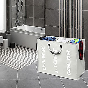 3-section Laundry Bag Foldable Laundry Hamper, Durable Oxford Fabric Laundry Basket Clothes Sorter Portable Multifunction Storage Bag for Home Bathroom Dormitory (grey)
