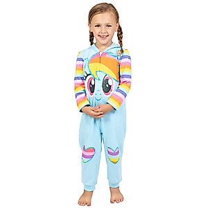 My Little Pony Rainbow Dash Toddler Girls Fleece Zip-Up Hooded Costume Coverall Blue 3T
