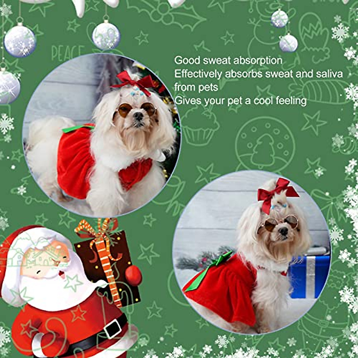 Dog Christmas Sweater Xmas Pet Clothes Santa Dog Christmas Dress Santa Pet Christmas Dress Skin Friendly Breathable Elastic Pet Winter Clothes for Small Dogs Cats XL