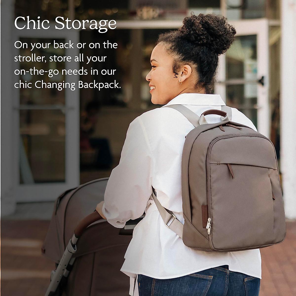 UPPAbaby Changing Backpack/Multiple Storage Compartments/Stroller Strap Attachment/Bottle Insulator and Changing Pad Included/Greyson (Charcoal Mélange/Saddle Leather)