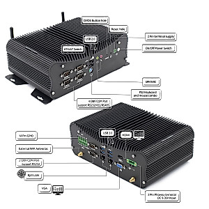 HISTTON Fanless Industrial Mini PC Intel Core i7-10510U, 32GB RAM 512GB SSD, Mini Desktop PC Windows 10, HDMI & VGA RS485/232 COM GPIO Mini Computer, LPT, WiFi, USB 3.0