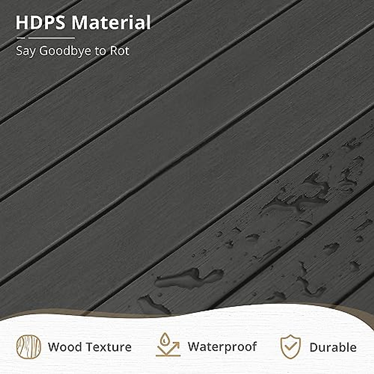 LUE BONA Outdoor Coffee Table, HDPS Patio Coffee Tables for Outside Rectangle, Patio Table for Deck, Pool, Balcony, Indoor or Outdoor Use, Dark Gray