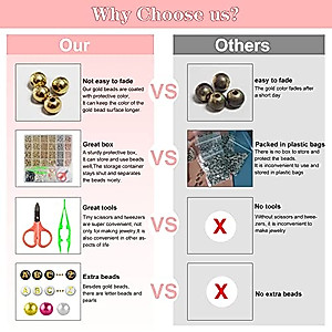 Redtwo 2400pcs Gold Beads for Jewelry Making, Spacer Beads Set with Gold Letter Beads and Elastic Strings, Bracelet Making Kit for Girls 8-12 Gifts