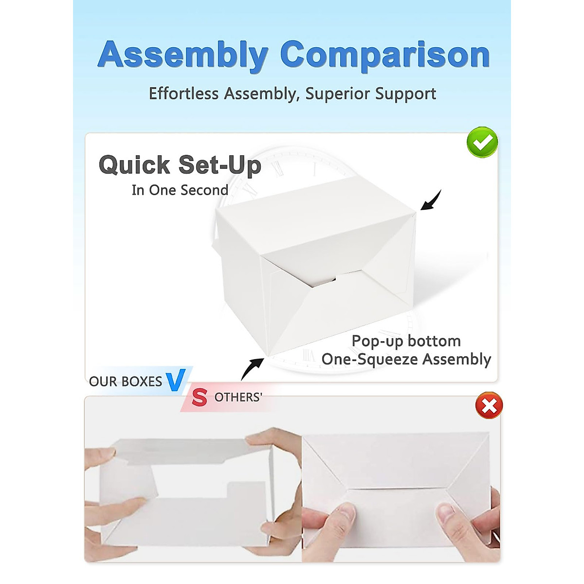 S9BAI15 Shallive 15 Pack Large Treat Boxes White - 9 x 6 x 6 inches Gable Gift Boxes with Handle Cardboard Lunch Boxes Recycled Paper Take Out Boxes Welcome Boxes For Wedding Baby Shower Birthday