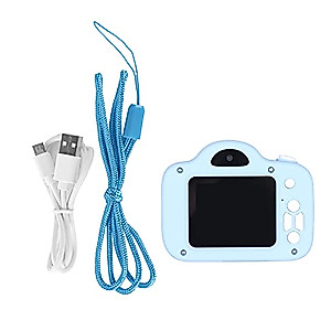 Zyyini Digital Camera, Child Camera, Mini Portable Camera, Educational Toy Camera, with Front and Rear Dual Cameras and IPS Screen, Support 1080P, for Videos(Blue)