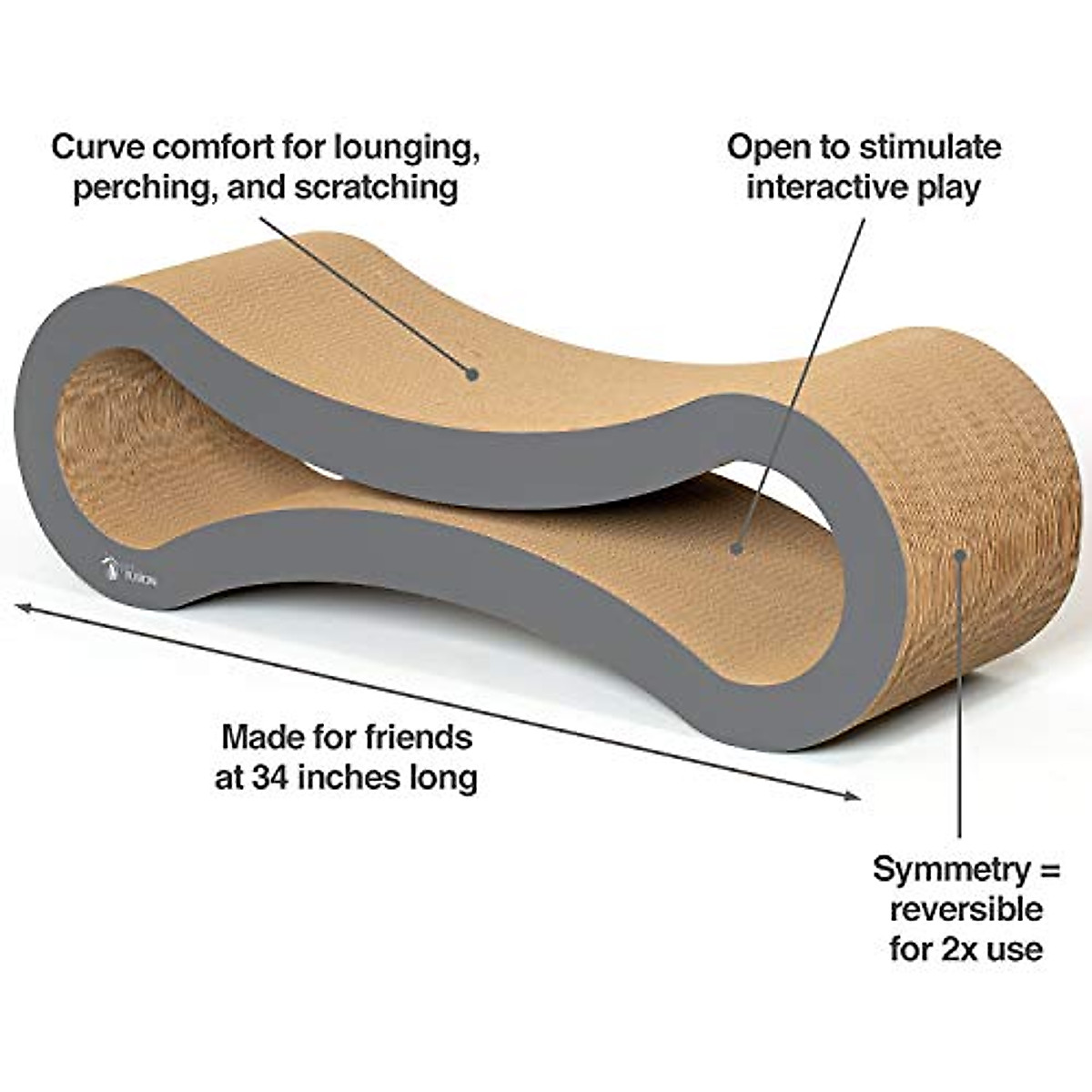 PetFusion Ultimate Cat Scratcher Lounge, Reversible Infinity Scratcher in Multiple Colors. Made from Recycled Corrugated Cardboard, Durable & Long Lasting