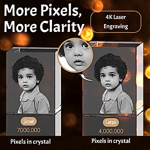 Personalized 3D Engraved Crystal Photo Custom 3D Photo Crystal Laser Photo Etched Engraved Inside Crystal with Picture Photograph Great Personalized Photo Gifts for Christmas Dad and Mom (Square, Small)