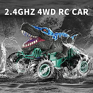Bennol 2.4GHz Remote Control Dinosaur Car Trucks Toys for Kids Boys, RC Dino Car Toys with Light, Sound & Spray, Indoor Outdoor All Terrain Electric RC Car Toys Gifts for 3 4 5 4-7 8-12 Boys Kids
