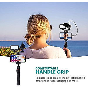 Movo iVlogger Vlogging Kit for iPhone with Fullsize Tripod - Lightning Compatible Vlog Kit- Accessories: Tripods, Phone Mount, LED Light and Shotgun Mic for YouTube Starter Kit