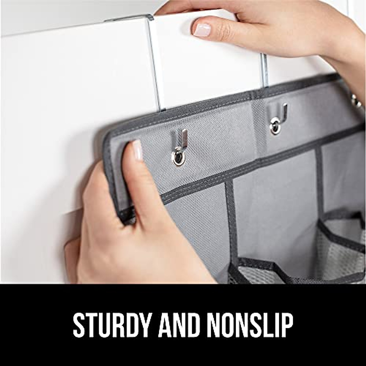 Gorilla Grip Shoe Holder Rack for Over the Door, 24 Mesh Pockets Hold up to 40 Pounds, Back of Closet Organizer, Behind Door Hanger, Nonslip Holders, Shoes, Sneakers and Home Accessories, Gray