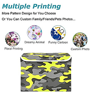 CaTaKu Camouflage Art Green Storage Bins with Lids and Handles, Fabric Large Storage Container Cube Basket with Lid Decorative Storage Boxes for Organizing Clothes