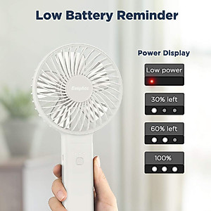 EasyAcc Handheld Fan, 2023 Newly Powerful Quiet Portable Fan Small Desk Fan [ 4 Speed/Battery Indicator/Easy Clean] 17H Battery Operated Fan One Touch Power Off Personal Fan for Travel Outdoor