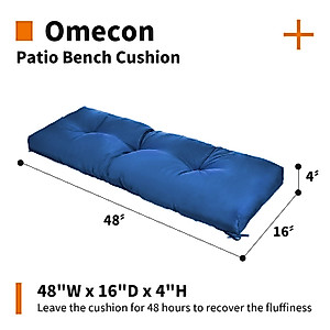 Outdoor Chair Cushion, Tufted Water-Repellent Patio Seat Cushions with Non-Slip Ties, 48”x16”x4”, Navy