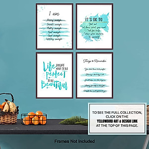 Blue Inspirational Motivational Quotes Wall Art - Inspiring Art Posters 11x14- Encouraging Self Improvement Positive Affirmations Sayings Wall Decor - Uplifting Encouragement Gifts for Empowered Women