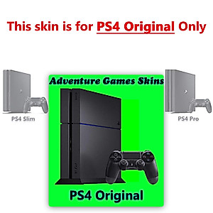 Adventure Games - Skull, White on Red - Vinyl Console Skin Decal Sticker + 2 Controller Skins Set - Compatible with PlayStation PS4 ORIGINAL gaming console systems