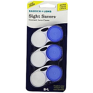 Contact Lens Case by Bausch & Lomb, Compact, Durable, Leak Proof, Pack of 3