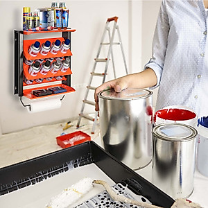 Wallmaster Spray Can Holder, Lube Can Wall Mount Storage Rack Heavy Duty Paint Bottle Organizer for Garage & Home | 8 Can Holes & 2 Shelf, Orange