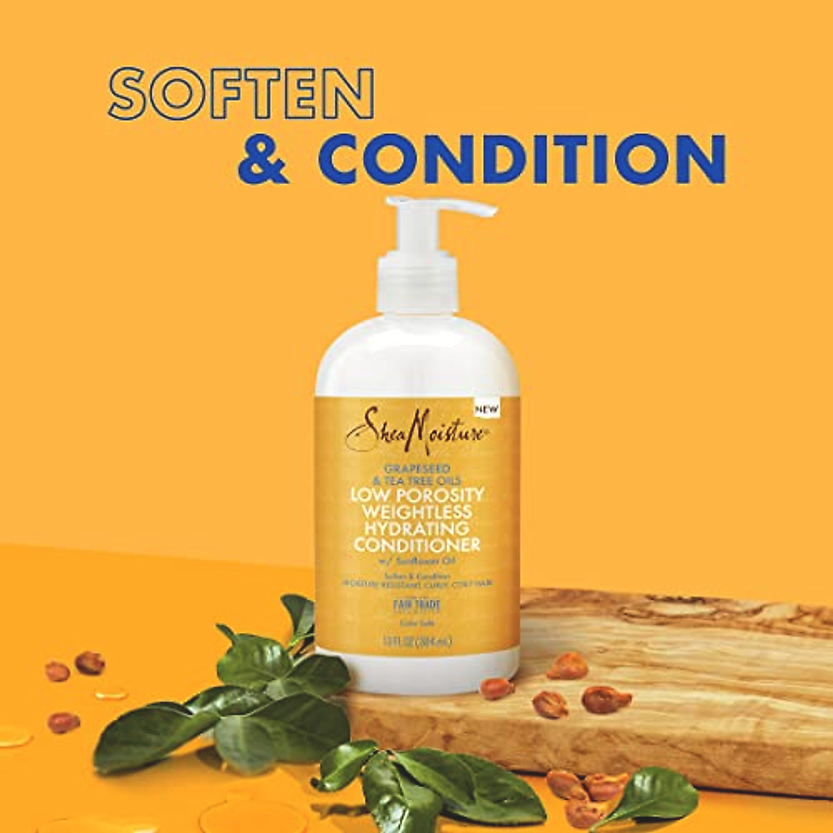 SheaMoisture Shampoo and Conditioner Set (13 Oz Ea) + Detangler (8 Oz), Low Porosity Hair Products, Baobab and Tea Tree Oil 3pc Bundle, Soften and Balance, Shea Moisture Curly Hair Products  