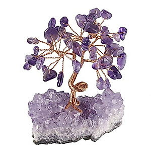 mookaitedecor Amethyst Crystal Tree, Amethyst Cluster Crystals Base Bonsai Money Tree for Wealth and Luck