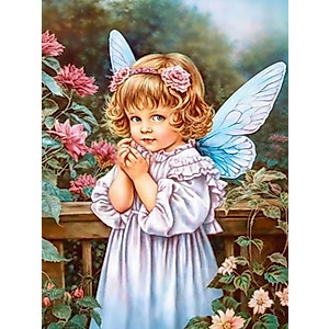 CHOSIGHT 5D Diamond Art Painting Angel Kit - DIY Paint with Diamond Art Christ Round Full Drill Craft, Home Decor Embroidery Set with Canvas, Tools, Sparkling Diamonds - 12x16 inch